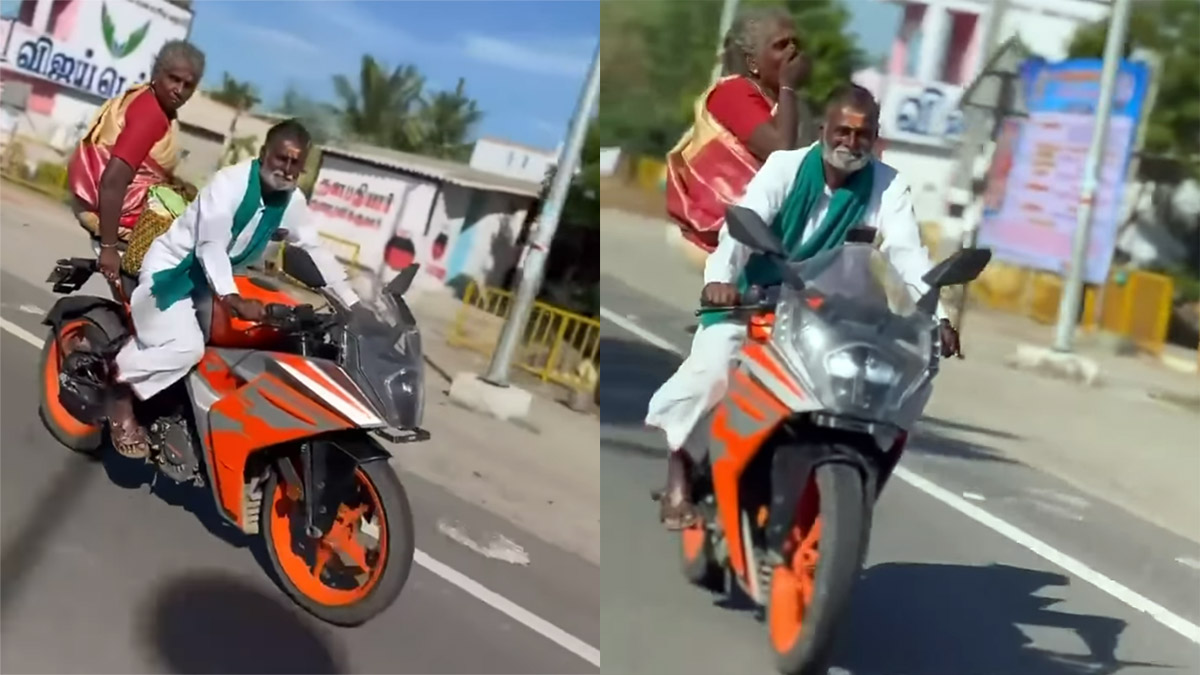 Old Couple Romantic Ride on KTM RC 390 Goes Viral : KTM RC 390 बाइक पर ...